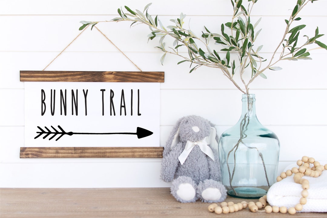 Bunny Trail Sign, Spring Wall Decor, Farmhouse Sign, Easter Sign ...