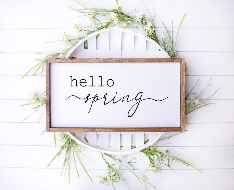 Hello Spring Sign, Spring Wall Decor, Farmhouse Sign, Spring Sign ...