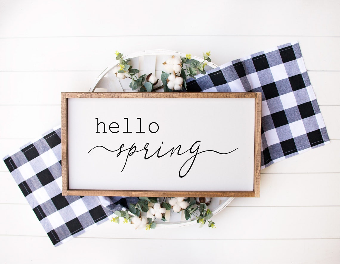 Hello Spring Sign, Spring Wall Decor, Farmhouse Sign, Spring Sign ...