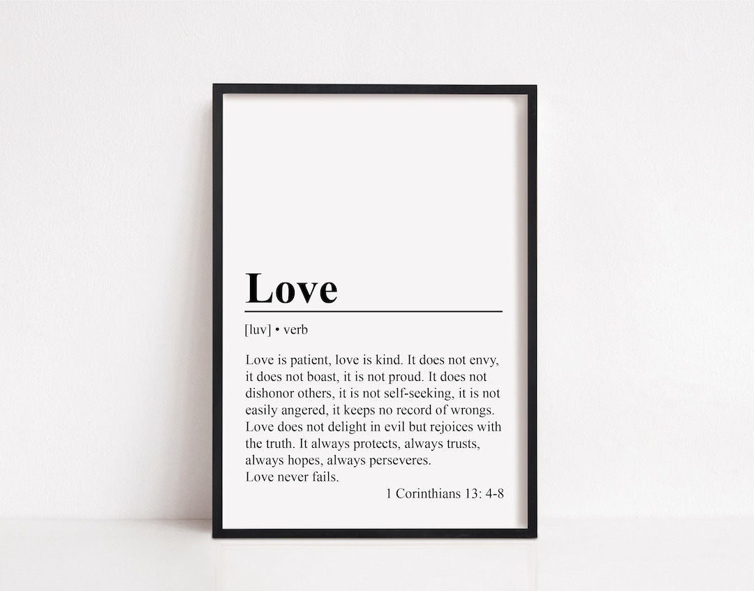Love Definition Print, Love Printable Art, 1 Corinthians Print, Love ...
