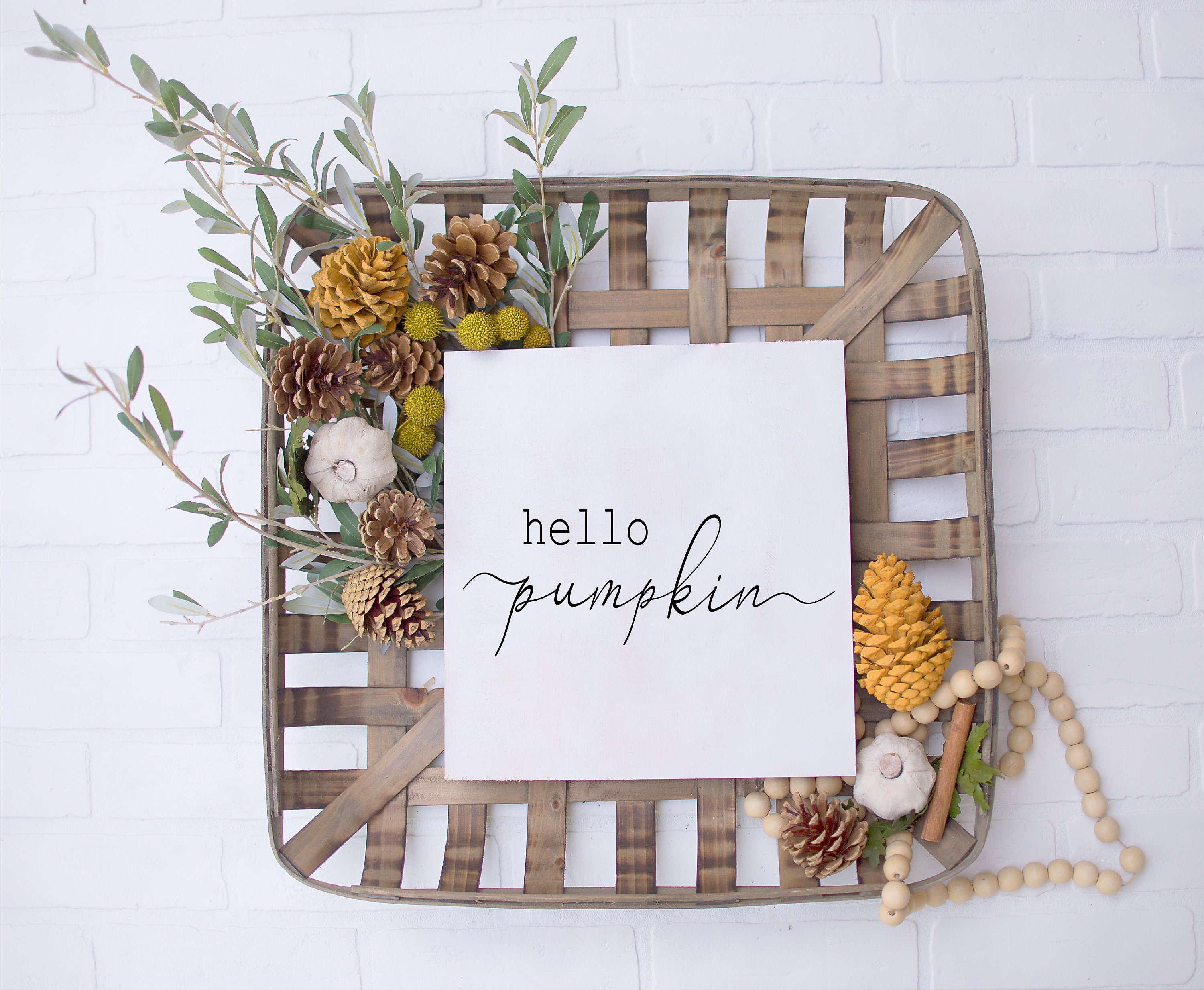 Hello Pumpkin Sign, Fall Wall Decor, Autumn Decor, Farmhouse Fall ...