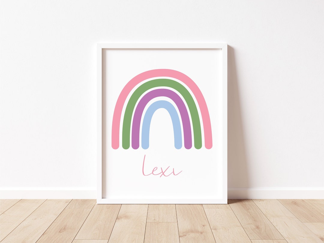 Rainbow Nursery Art Rainbow Name Sign Nursery Name Print - Etsy