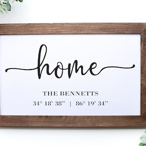 Home Sign, GPS Coordinates, Custom Sign, DIY Home Decor, Family Home ...