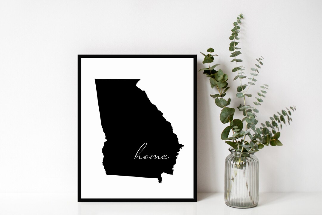 Georgia Home Sign, Georgia Outline Print, State Sign, Home, Wall Art ...