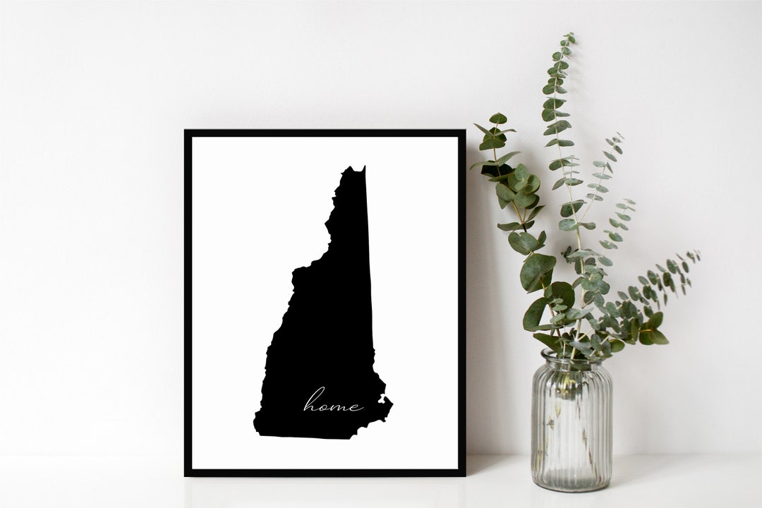 New Hampshire Sign, New Hampshire Outline Print, State Sign, Wall Art ...
