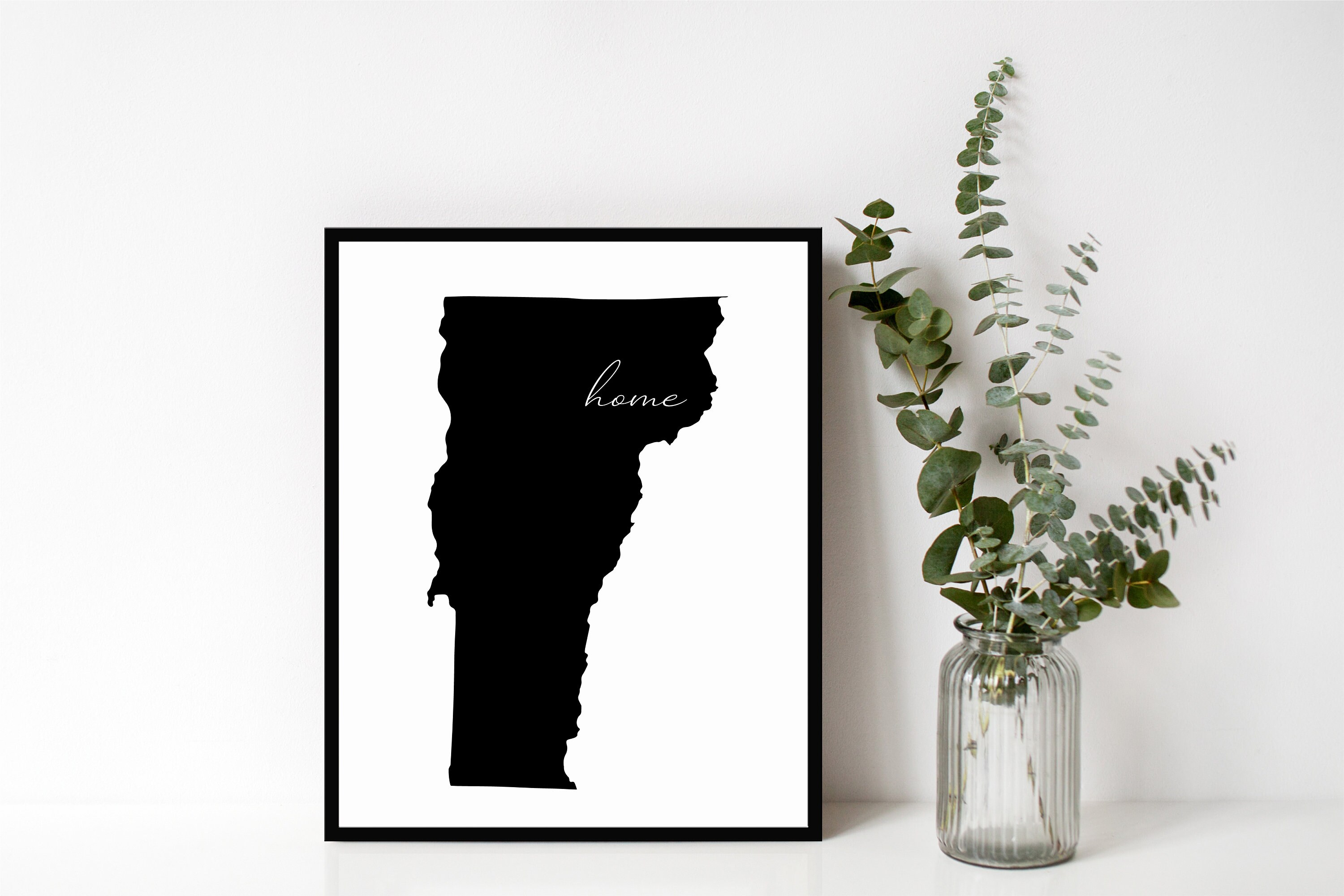Vermont Home Sign, Vermont Outline Print, State Sign, Home, Wall Art ...