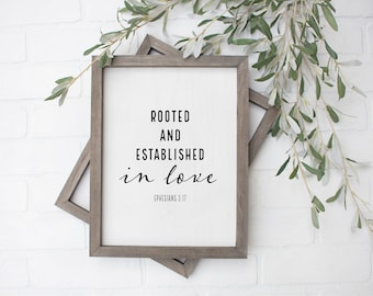 Rooted and Established in Love, Minimalist Bible Verse Print, Ephesians ...