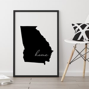 Georgia Home Sign, Georgia Outline Print, State Sign, Home, Wall Art ...