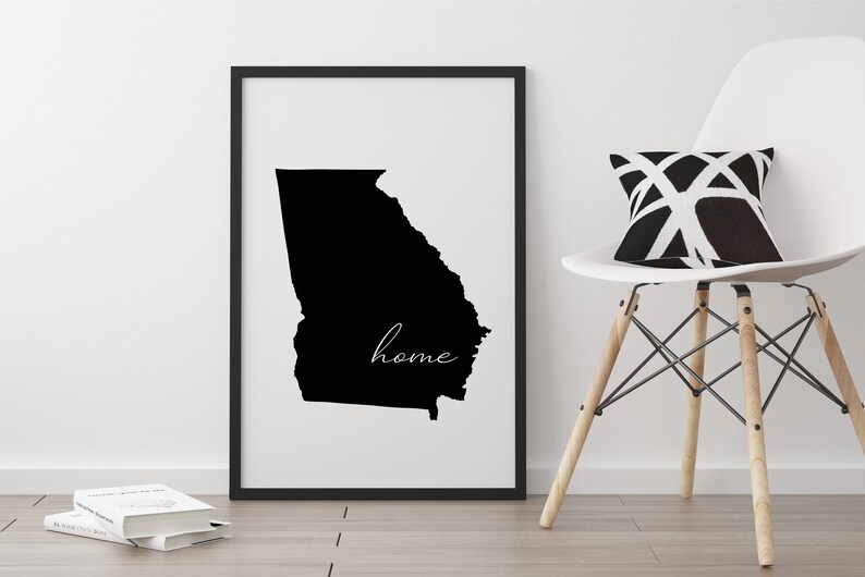 Georgia Home Sign, Georgia Outline Print, State Sign, Home, Wall Art ...