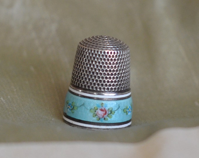 Antique Simons Bros Sterling Silver Thimble Enamel Guilloche Blue ... Antique Simons Bros Sterling Silver Thimble Enamel Guilloche Blue ...