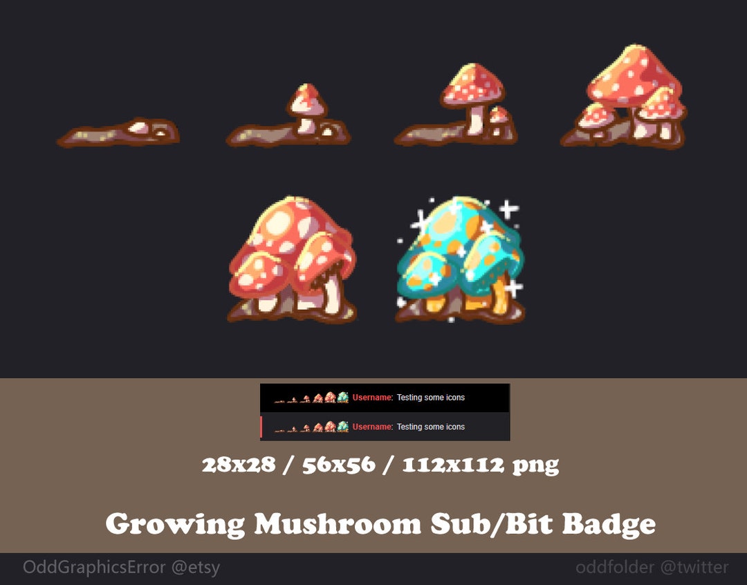 Twitch Mushroom Sub Badges| Bit Badges | Discord | Streamer Graphics ...