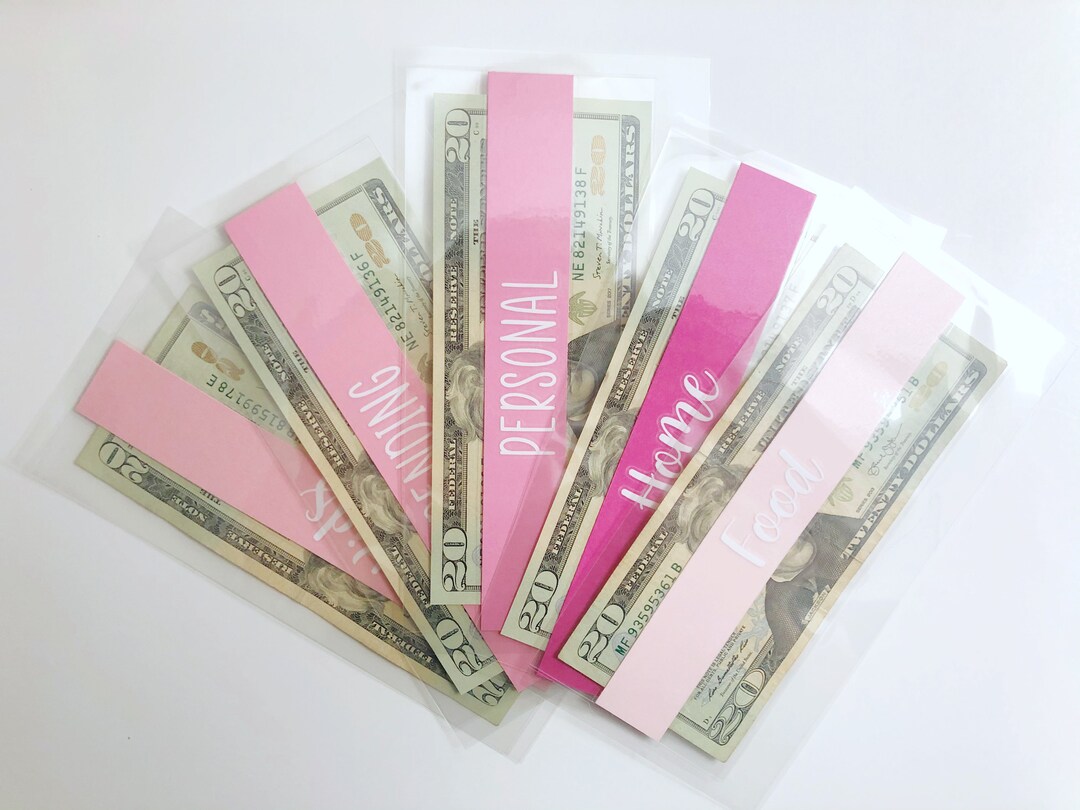 Set of Clear Laminated Cash Envelopes PINK BUTTONS Cash - Etsy