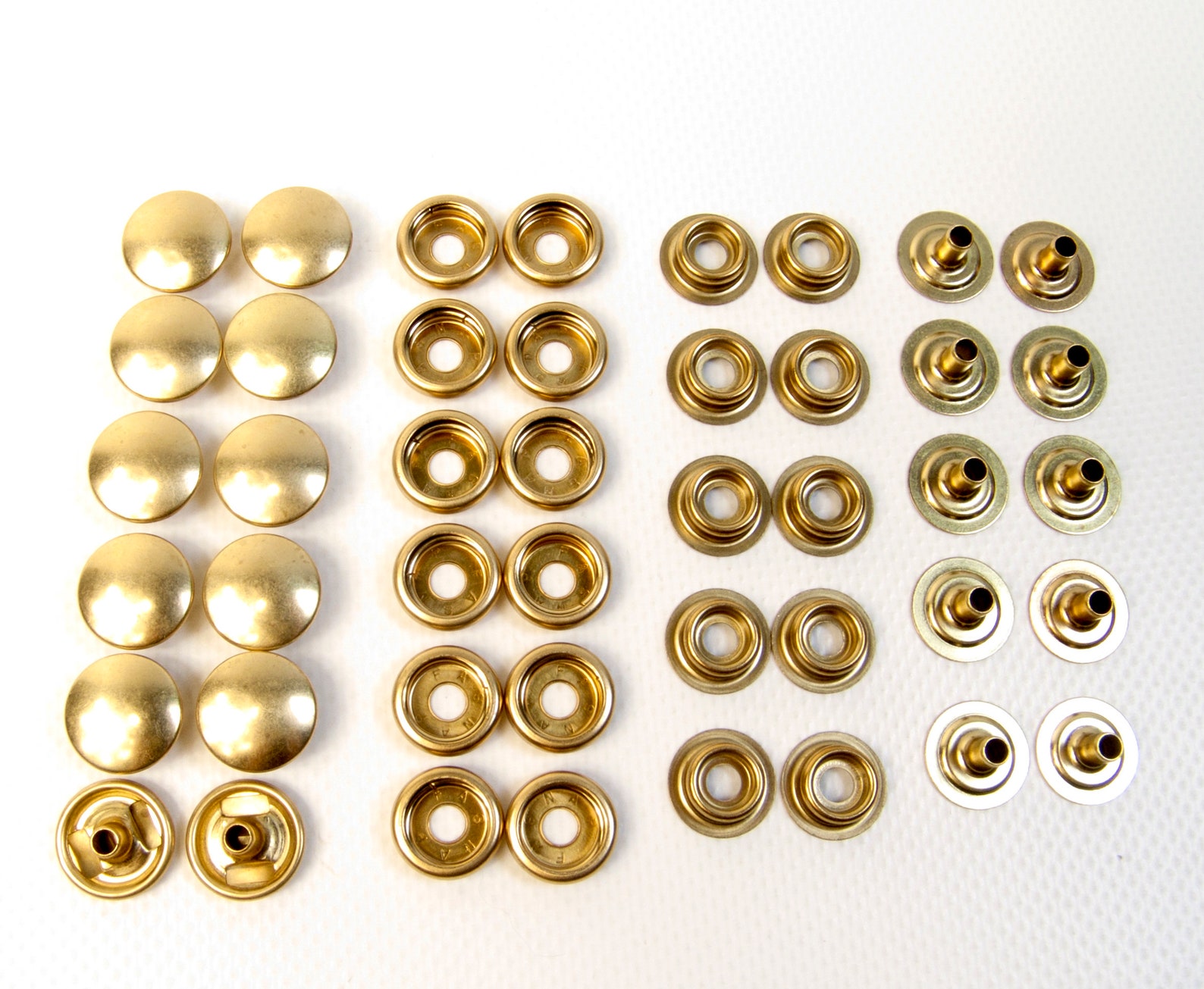 Brass Snaps, 100% Brass Not Plated, Line 24 10 Pc. Set Shipped From the ...