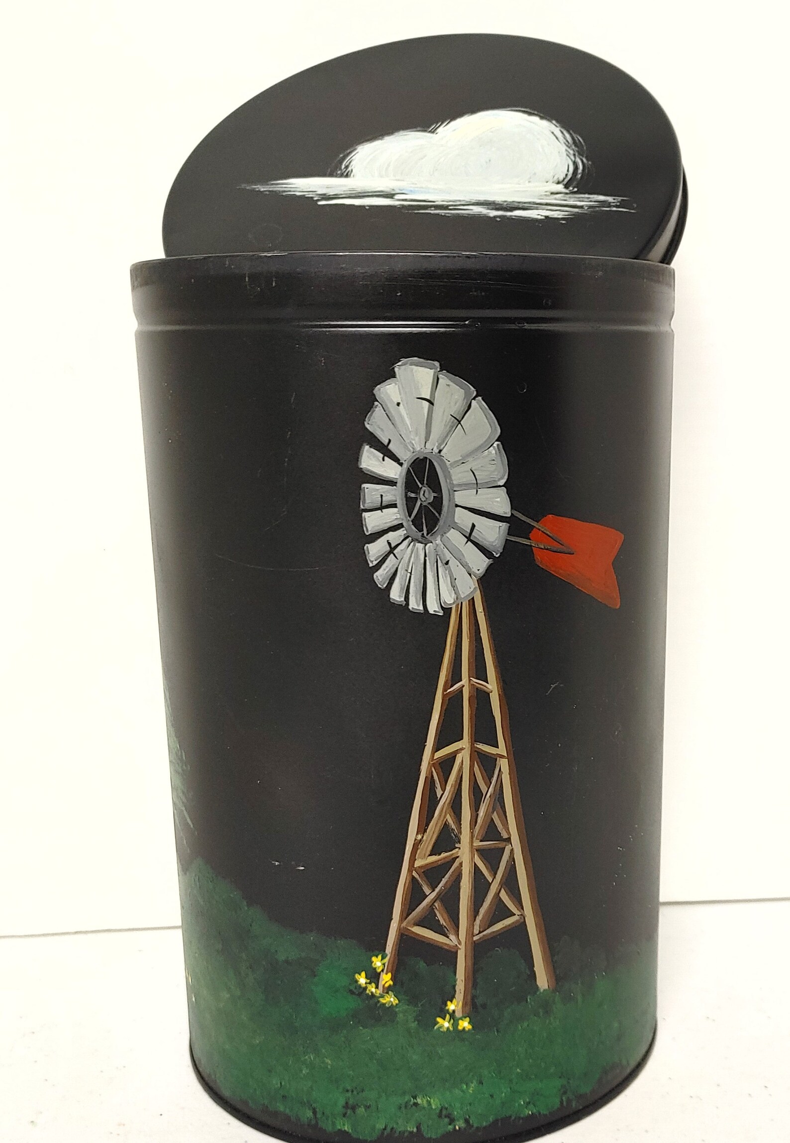 Hand Painted Can With Farm Scene - Etsy