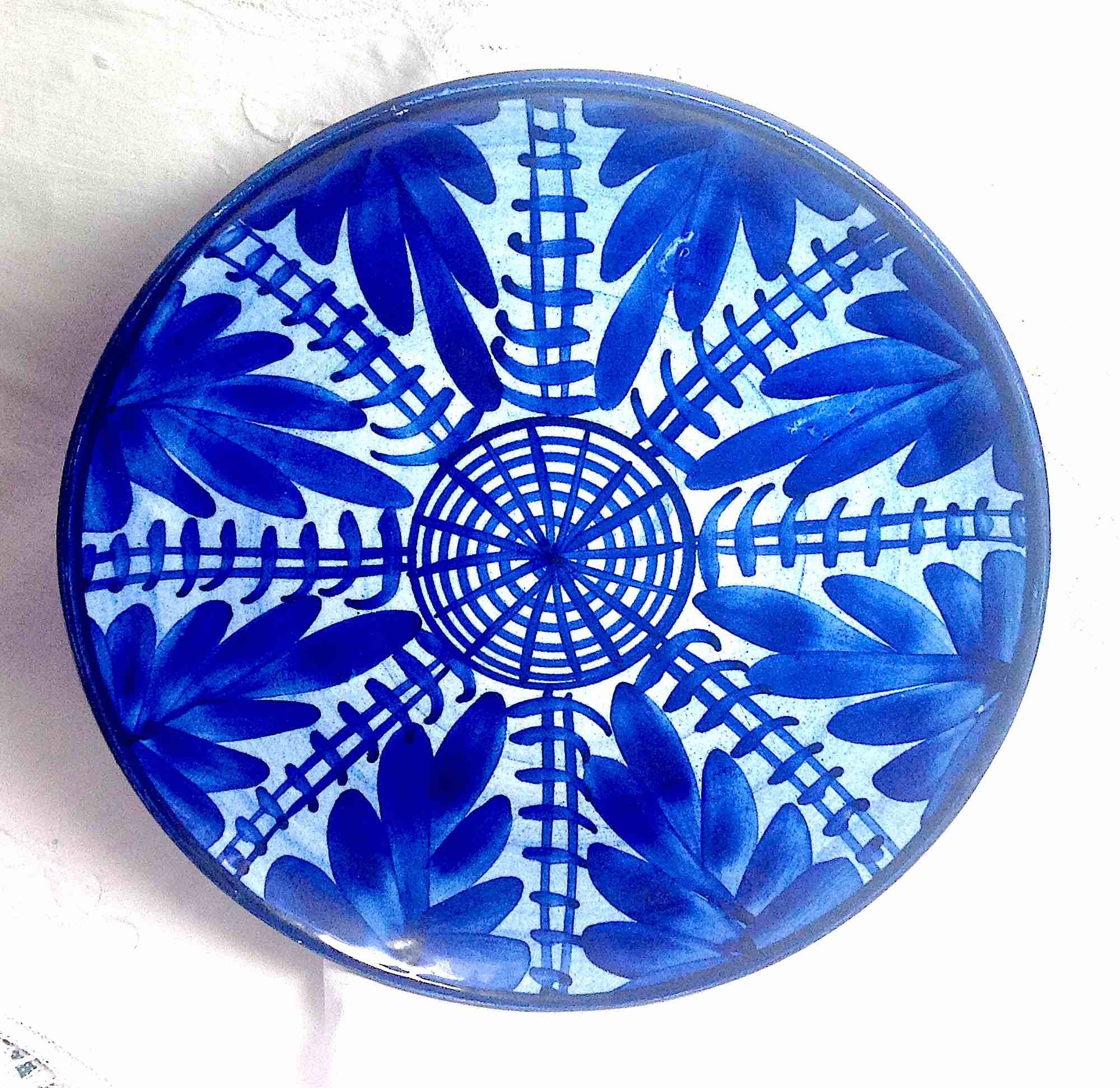 Manises Pottery Wall Plate Art Pottery Plaque Signed Blue and White ...