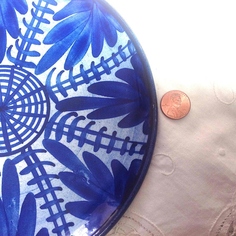 Manises Pottery Wall Plate Art Pottery Plaque Signed Blue and White ...