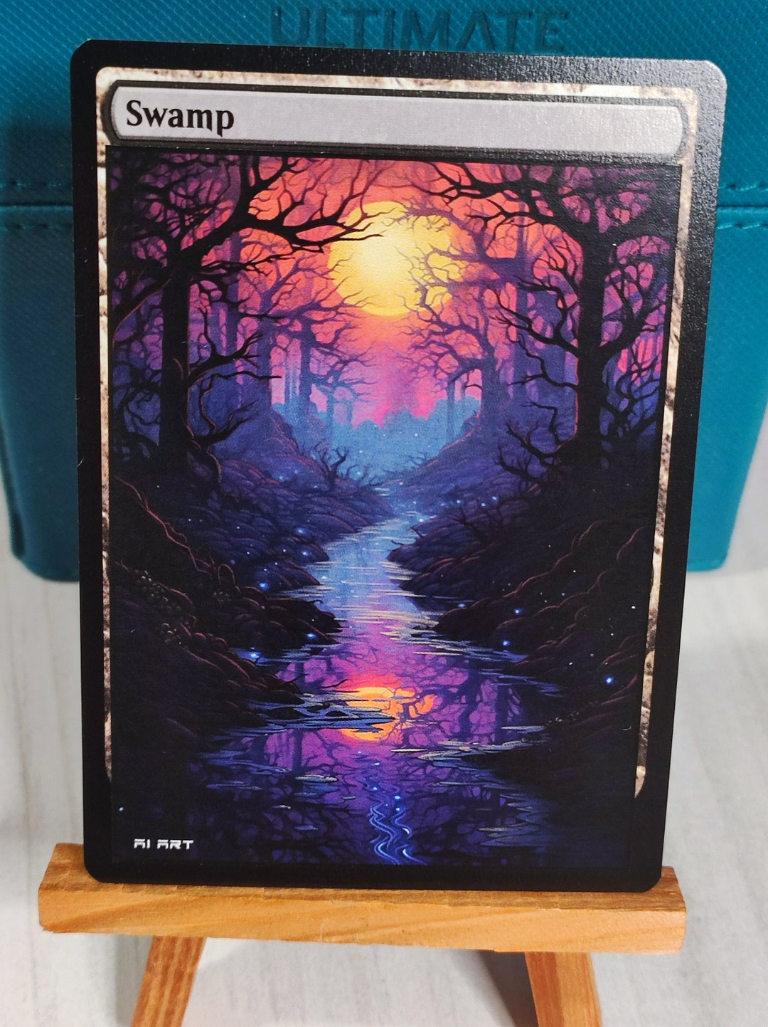 1x Stained Glass Swamp 1 AI ART Custom Altered Basic Land MTG - Etsy