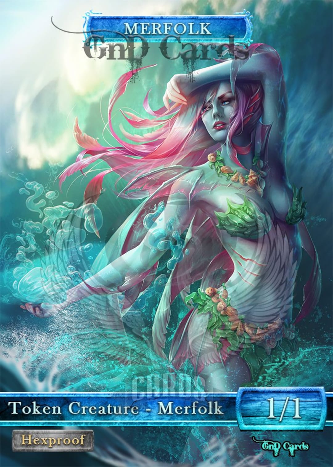 Merfolk 5 Hexproof TCG Token Custom Altered - Etsy