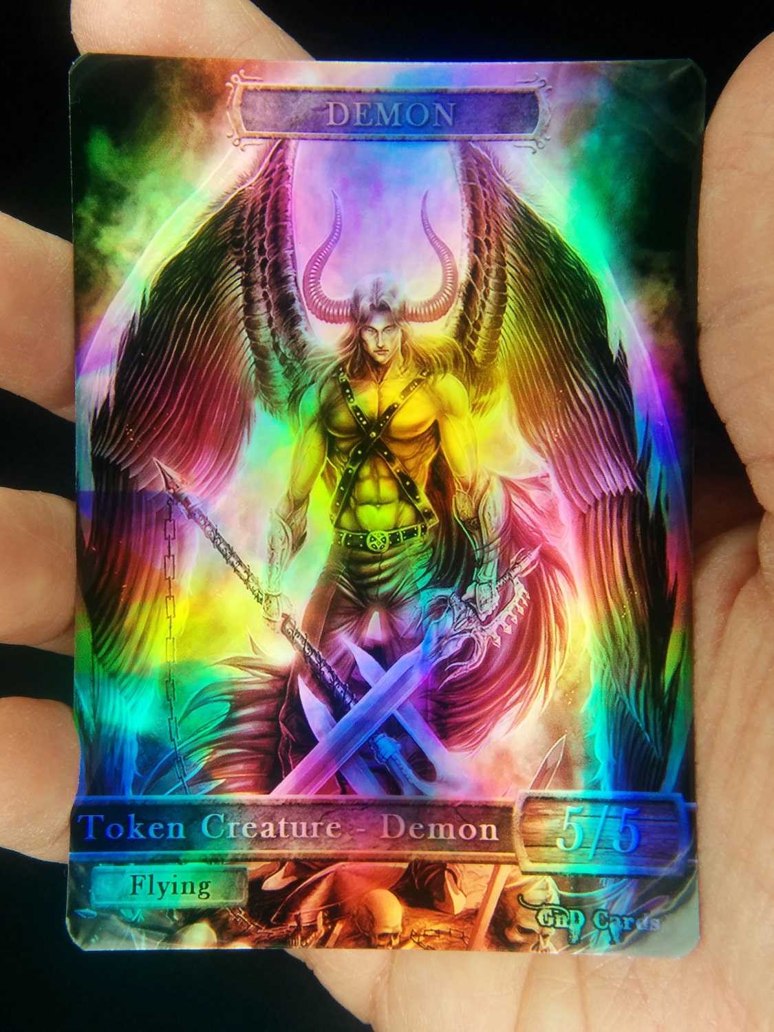 1x Demon 1 FOIL LAMINATED Custom Altered Token for Ob | Etsy