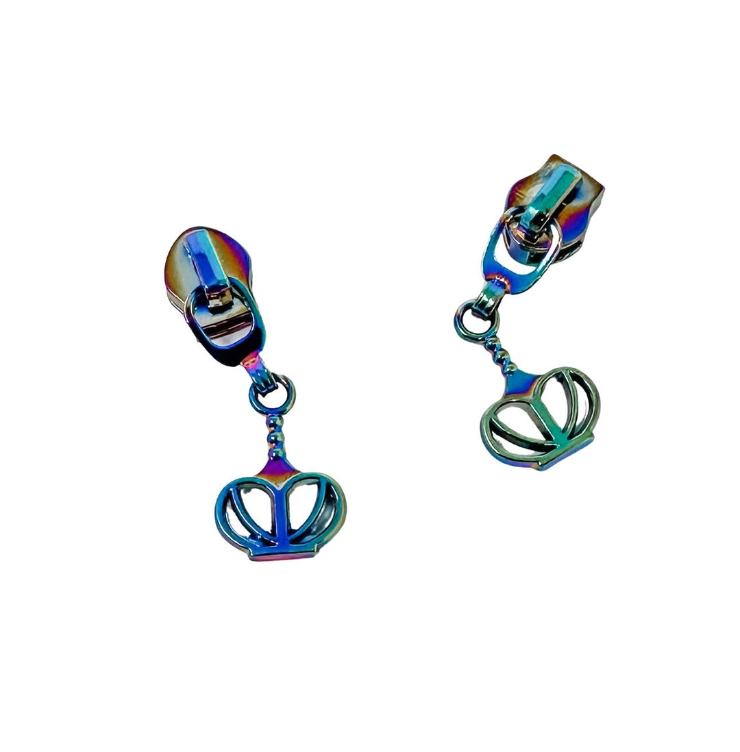 Rainbow Iridescent Crown Princess #5 Zipper Pulls Set of 2 for Nylon ...
