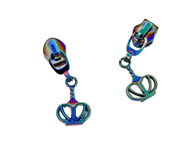 Rainbow Iridescent Crown Princess #5 Zipper Pulls Set of 2 for Nylon ...