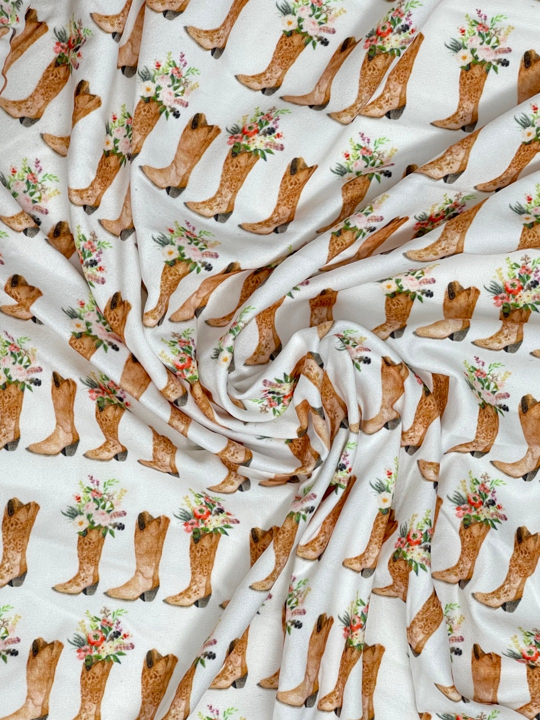 Cowgirl Boot Western Flowers Brushed Polyester Poly DBP 4 Way - Etsy