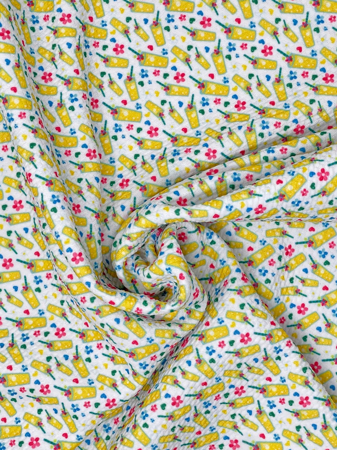 Summertime Lemonade Lemon Bullet Liverpool Textured 4 Way Knit Fabric ...