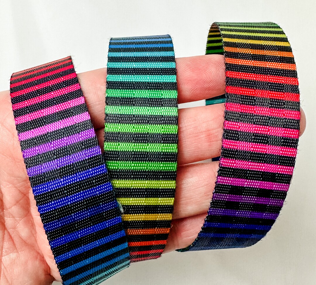 Black Rainbow Stripe 1" Webbing Strapping Backpack Strap Seatbelt by ...
