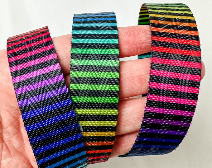 Black Rainbow Stripe 1" Webbing Strapping Backpack Strap Seatbelt by ...