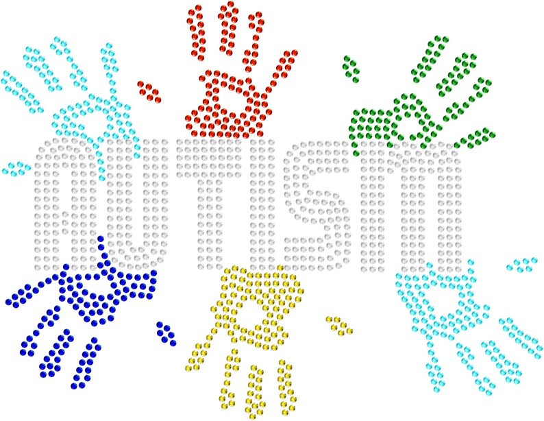 Autism Hands Handprint Awareness Rhinestone Iron On Transfer | Etsy