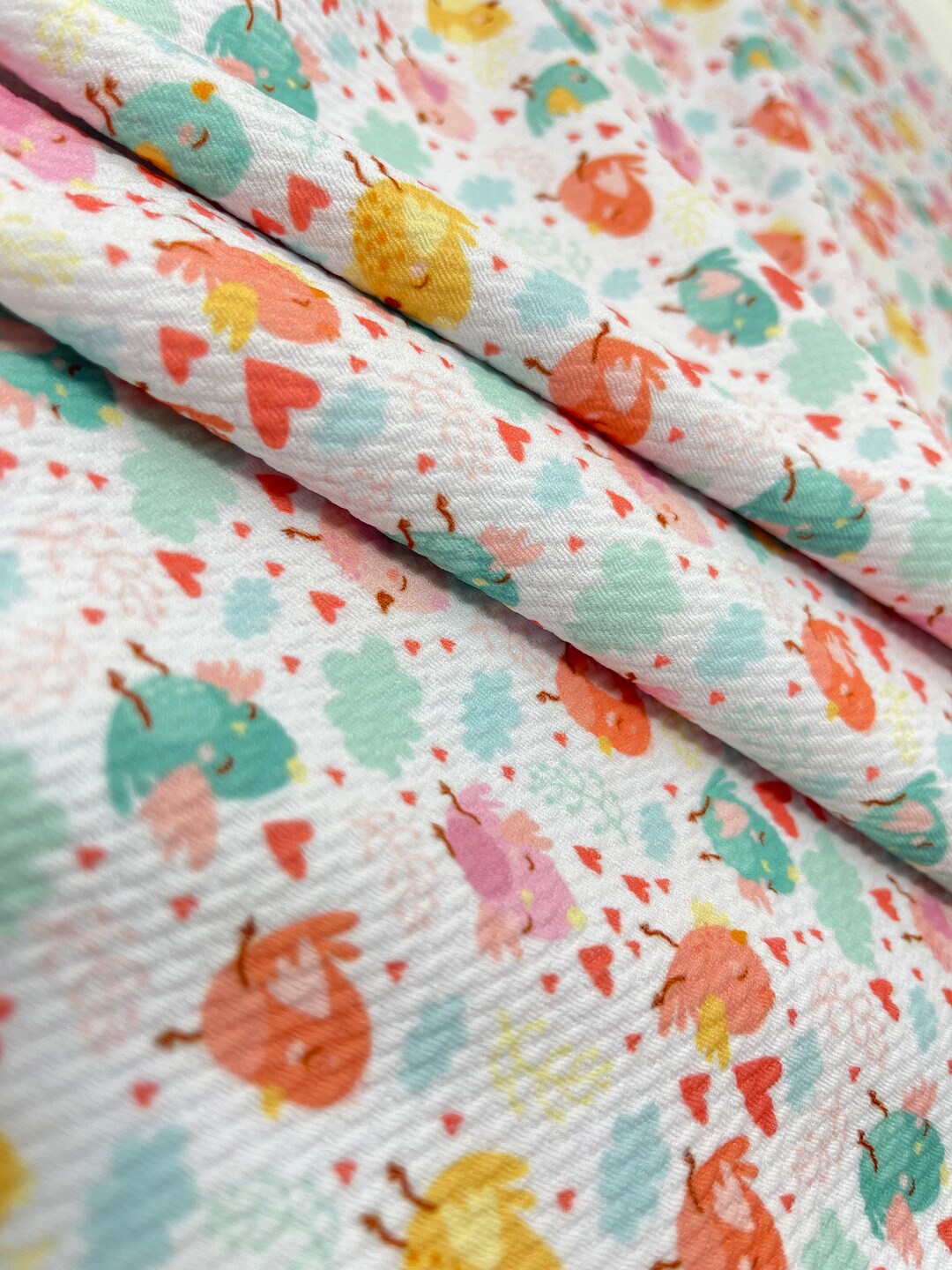 Spring Birdie Birds Colorful Bullet Liverpool Textured 4 Way Knit ...