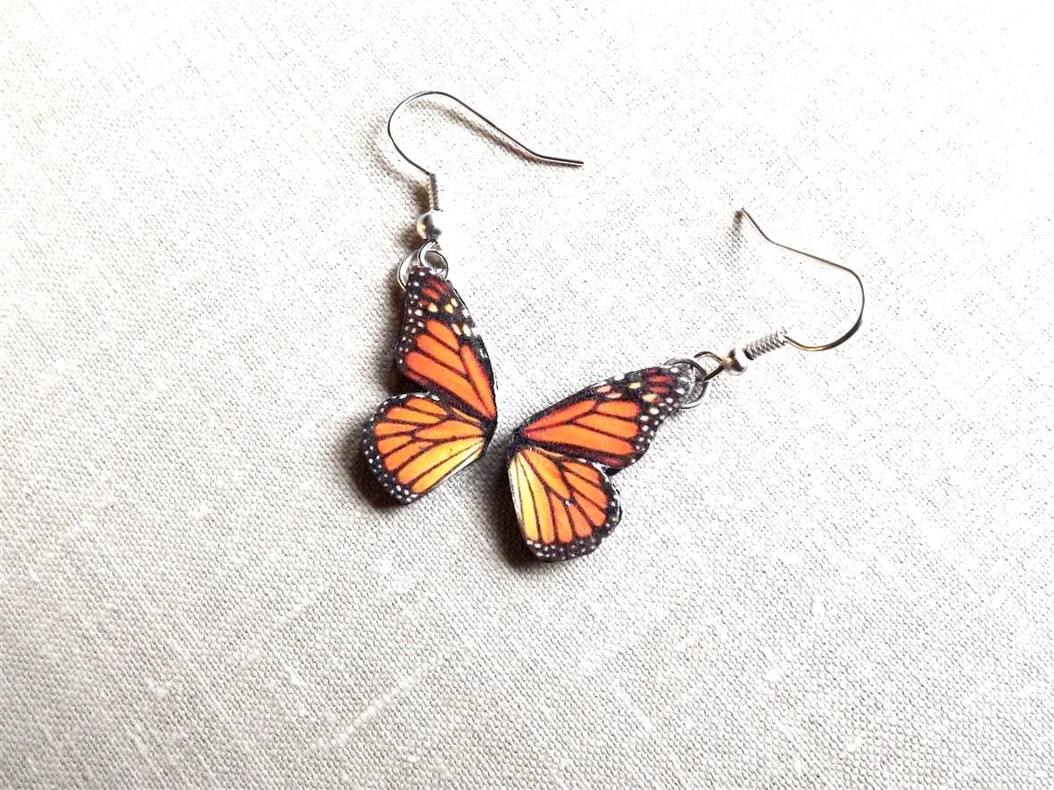 Butterfly wing earrings Monarch butterfly wing earring | Etsy