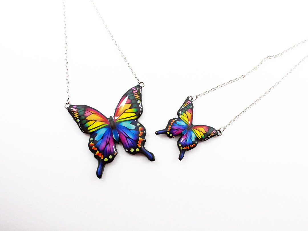 Vibrant Rainbow Butterfly Necklace - LGBTQ+ Pride Pendant and Lesbian ...