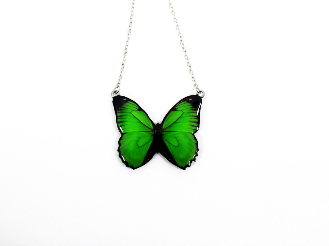 Green Butterfly Necklace - Elegant Gift for Her, Women's Butterfly ...