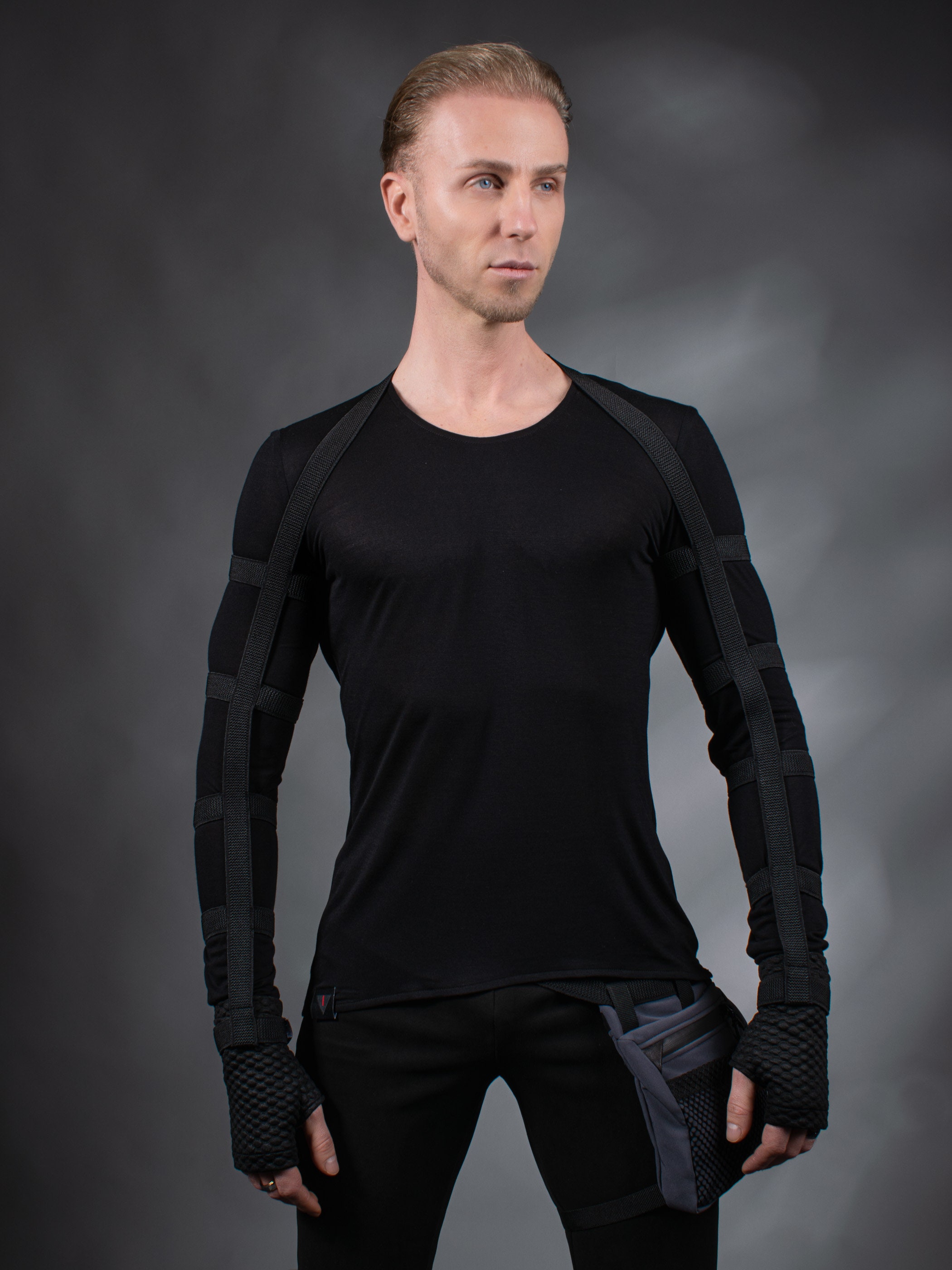 Black Elastic Sleeve Harness, Cyberpunk Accessory - FG-EL - Etsy
