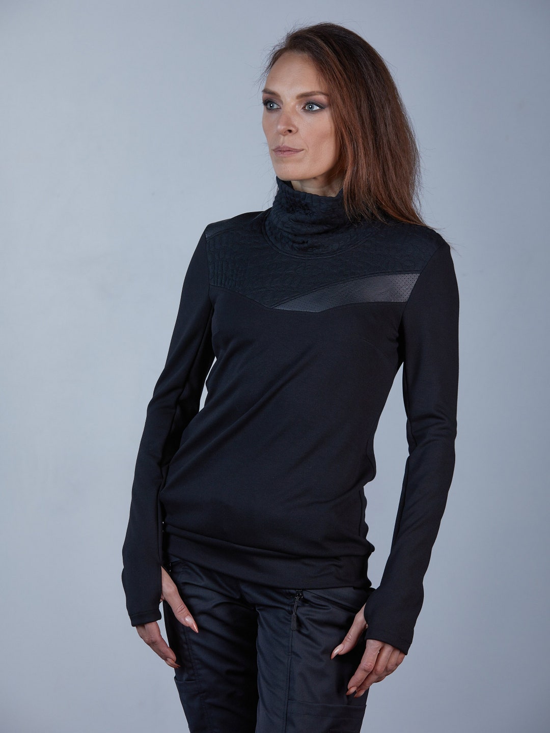 Black Futuristic Sweater, Techwear Clothing - PR Women - Etsy