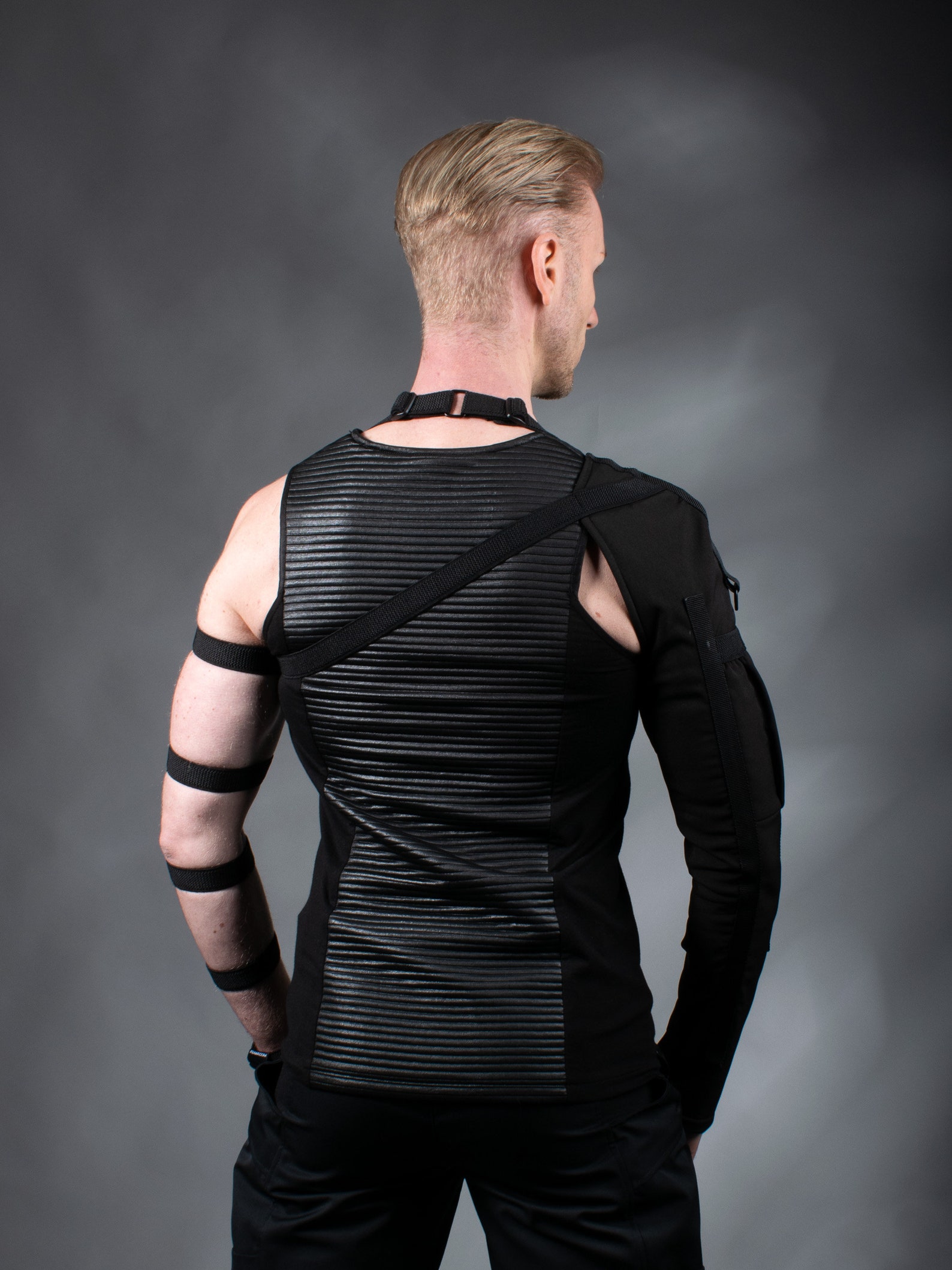 Black Elastic Sleeve Harness, Cyberpunk Accessory - FG-EL - Etsy