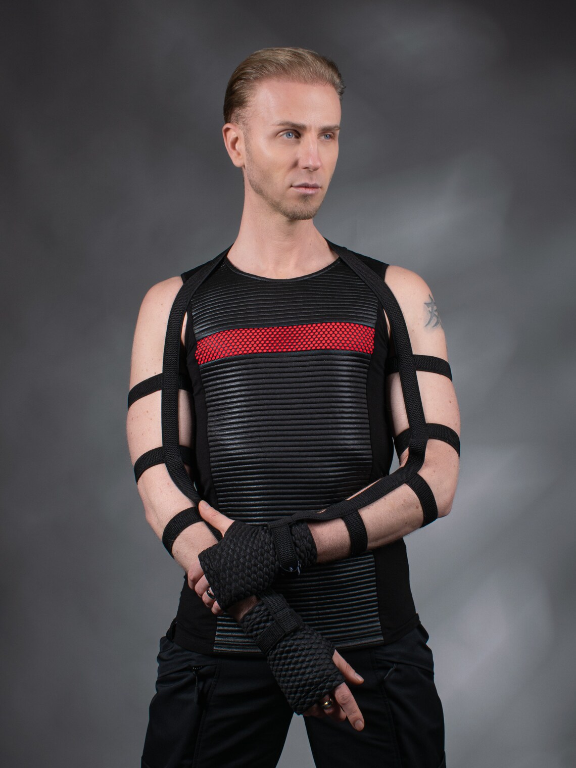 Black Elastic Sleeve Harness, Cyberpunk Accessory - FG-EL - Etsy