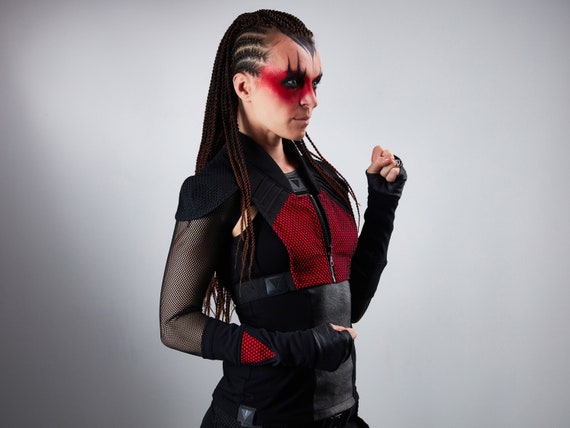 Red Cyberpunk Armor Futuristic Vest Holster 488 Woman | Etsy