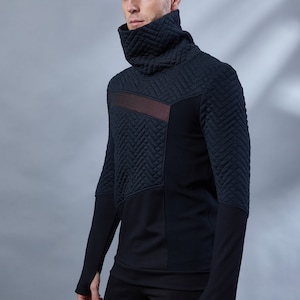 Techwear Asymmetrical Sweater With Thumbhole Sleeves - LL Men Cyberpunk ...