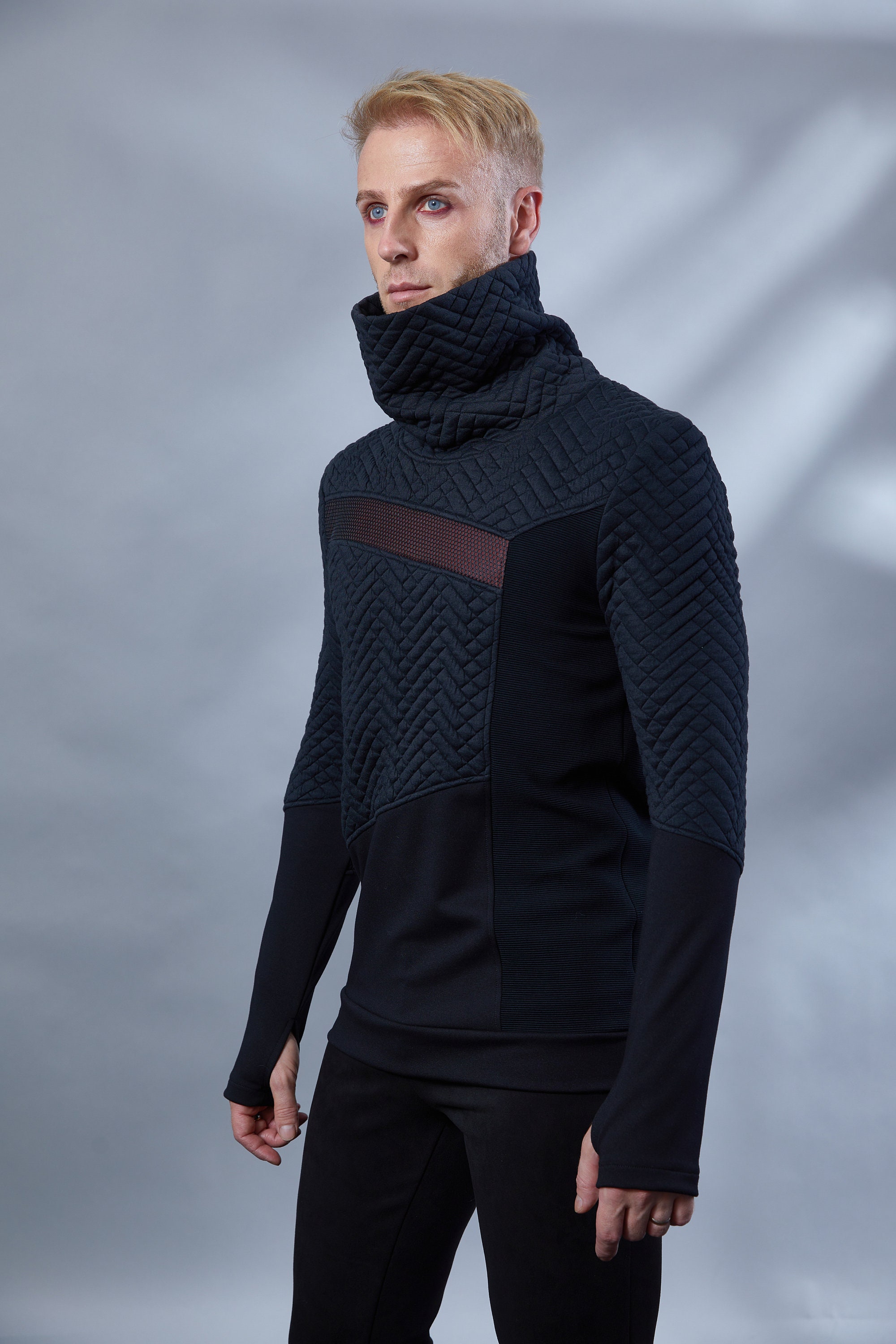 Techwear Asymmetrical Sweater With Thumbhole Sleeves - LL Men Cyberpunk ...