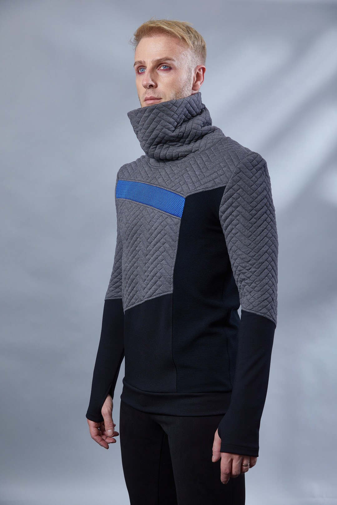 Techwear Sweater With High Collar, Thumbholes - LL-8 Men - Etsy