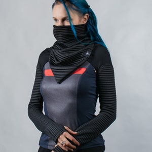 Black Cyberpunk Scarf, Winter Face Cover - SC2 Q2 - Etsy
