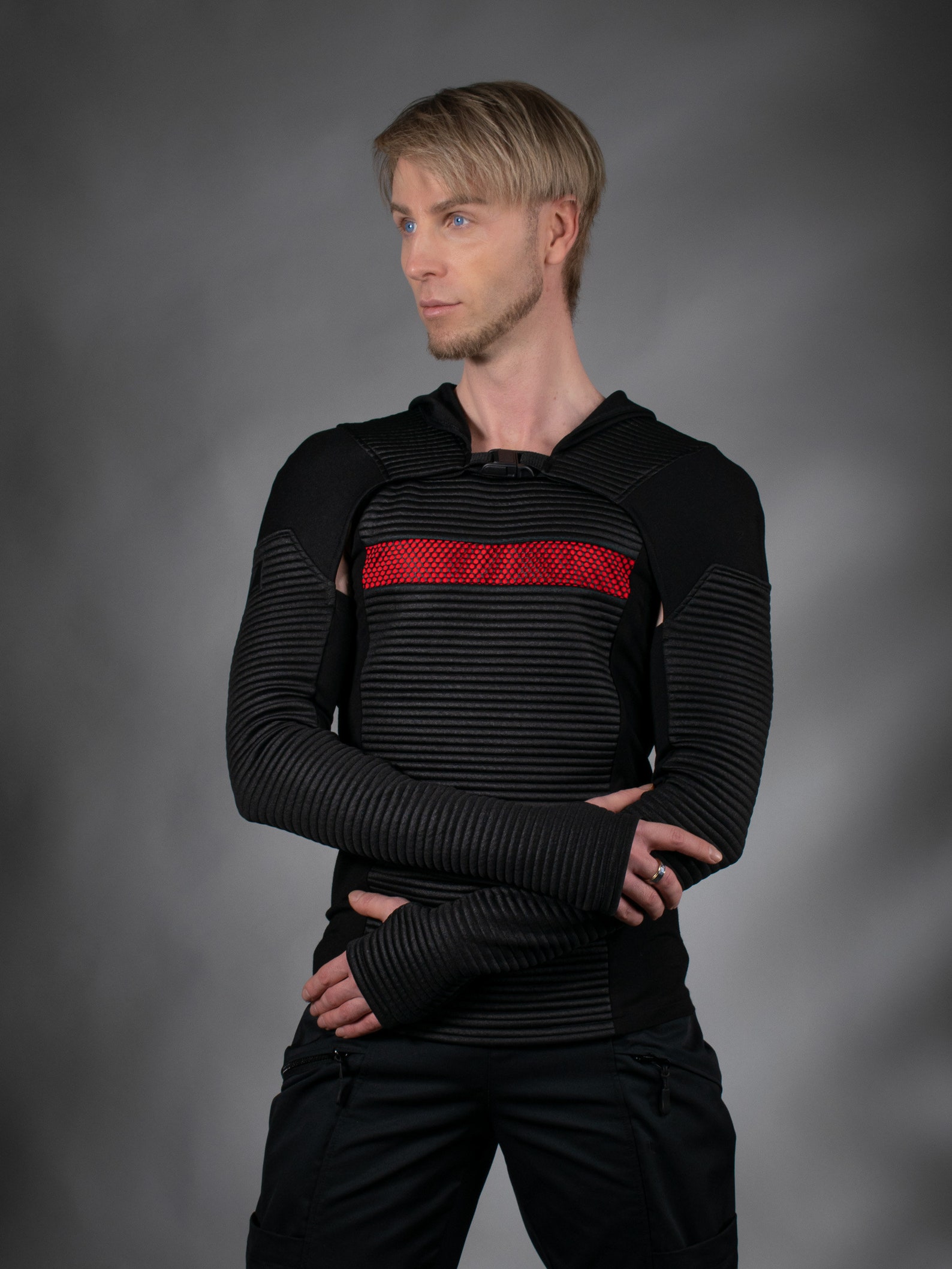 Hooded Men Shrug, Black Cyberpunk Sleeves - SH50 Man Q2 Set - Etsy