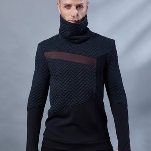 Techwear Asymmetrical Sweater With Thumbhole Sleeves - LL Men Cyberpunk ...