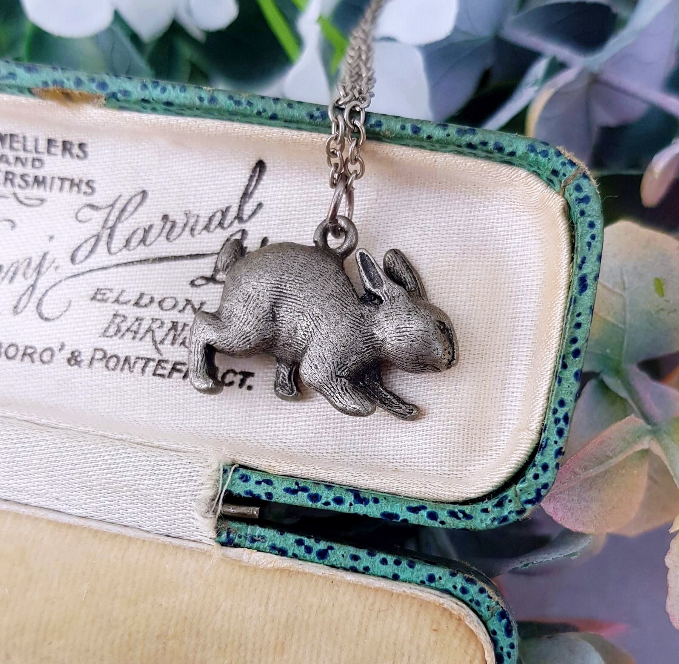 Vintage Darkened Silver Tone Cute Detailed 3D Rabbit Pendant | Etsy