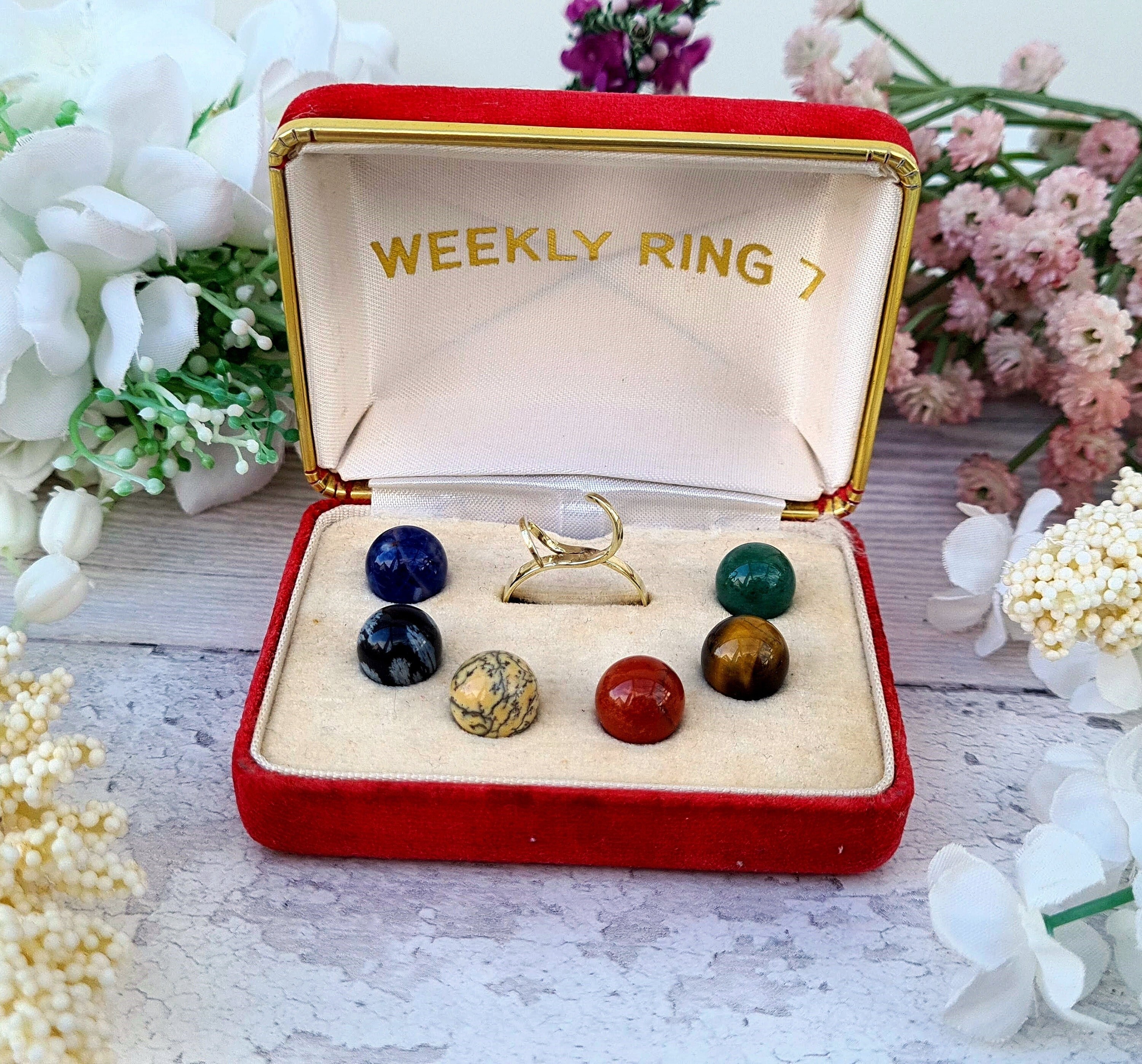 Vintage Rare 9ct Gold Interchangeable Weekly Gemstone Orb Ring | Etsy