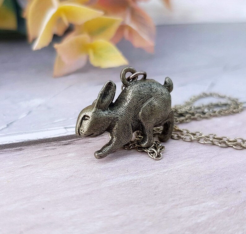 Vintage Darkened Silver Tone Cute Detailed 3D Rabbit Pendant - Etsy