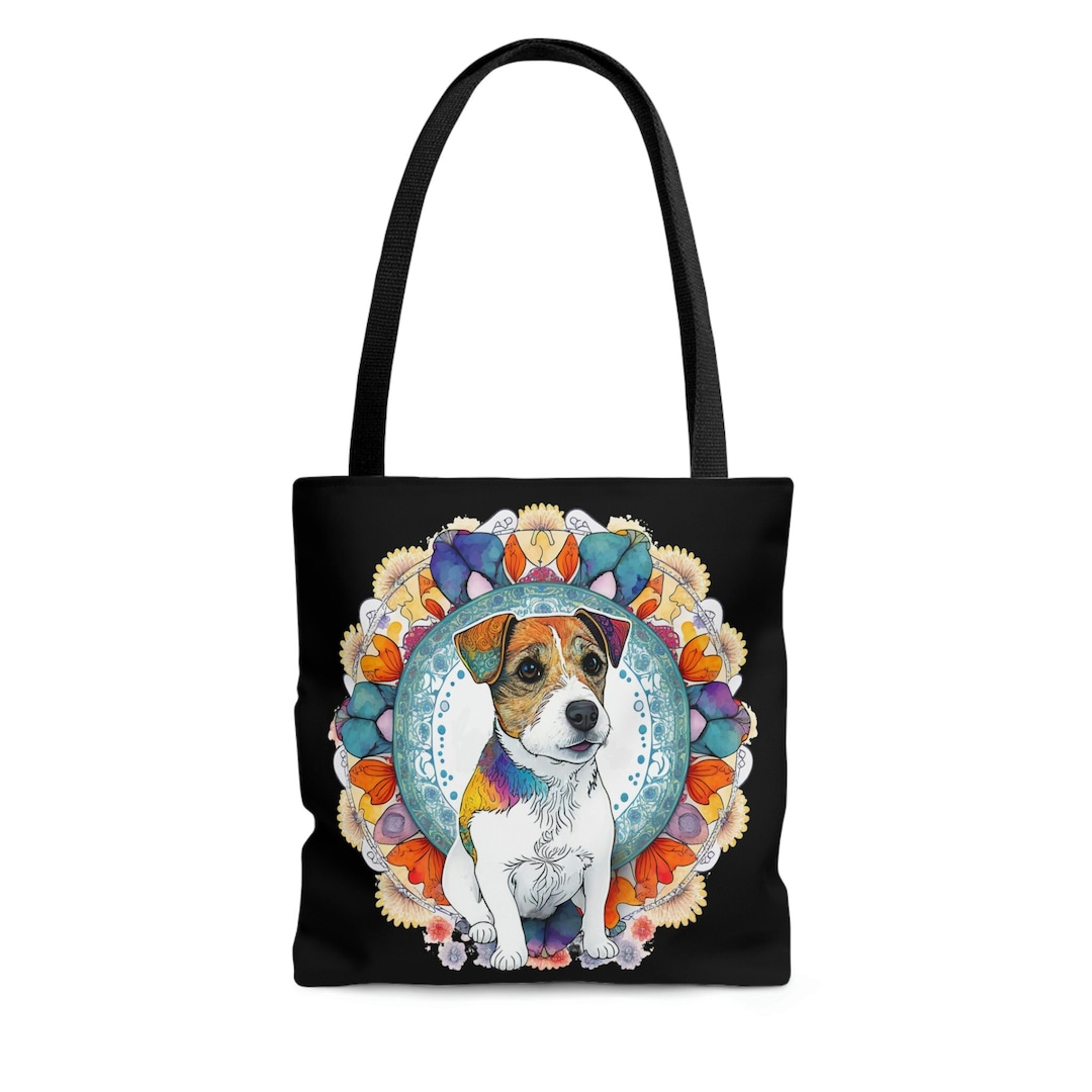 Jack Russell Terrier Flower Mandala Black Tote Bag Dog Lovers Tote Jack ...