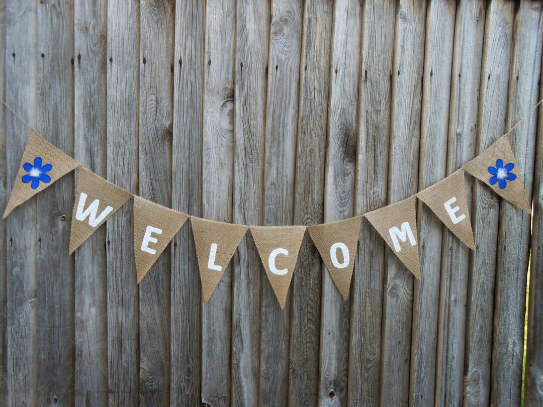 Welcome Banner Welcome Bunting Wedding Banner Welcome Sign Burlap ...